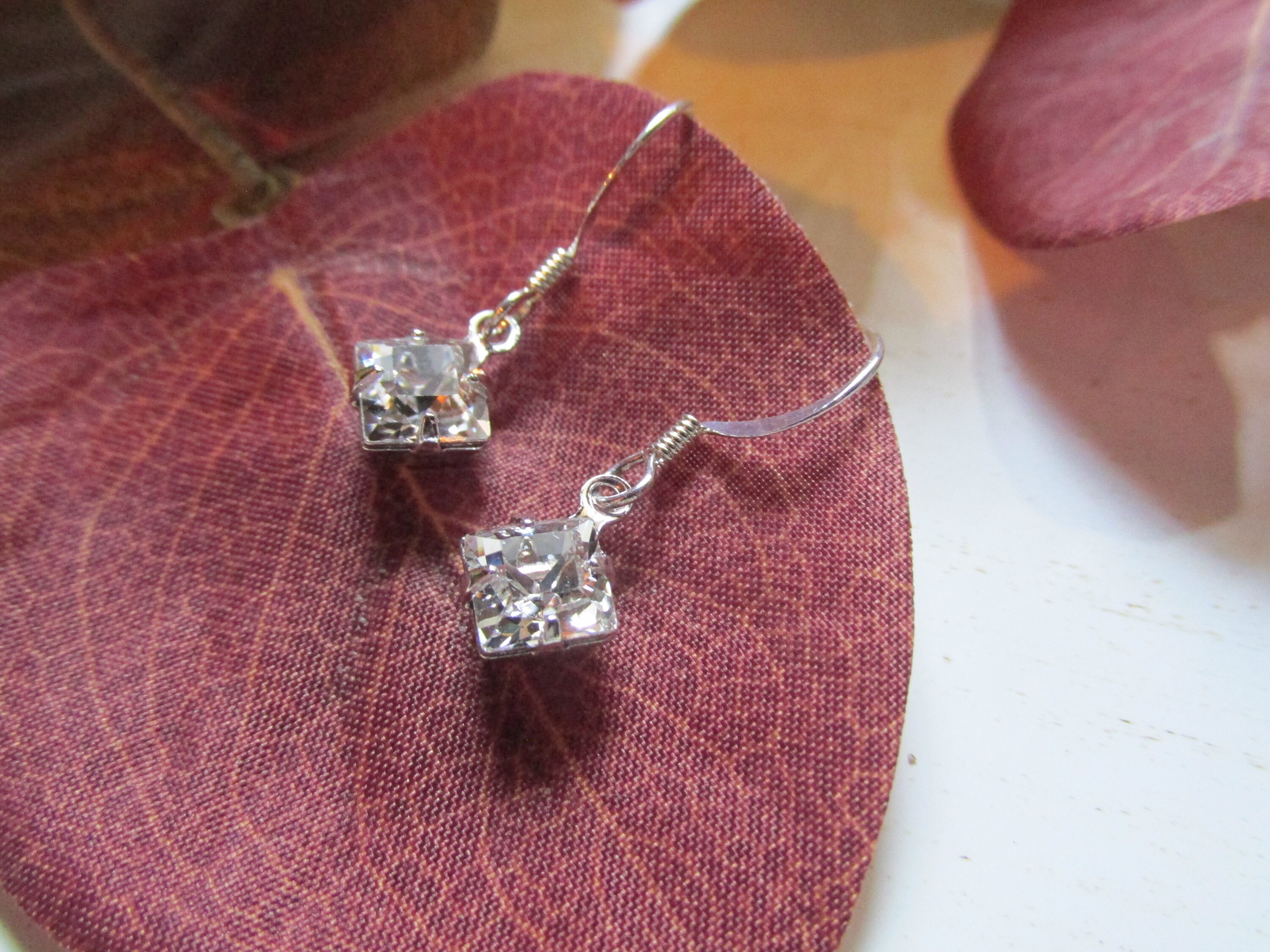 Swarovski Crystal Diamond Earrings, Dangle, Dainty, Crystal Earrings ...