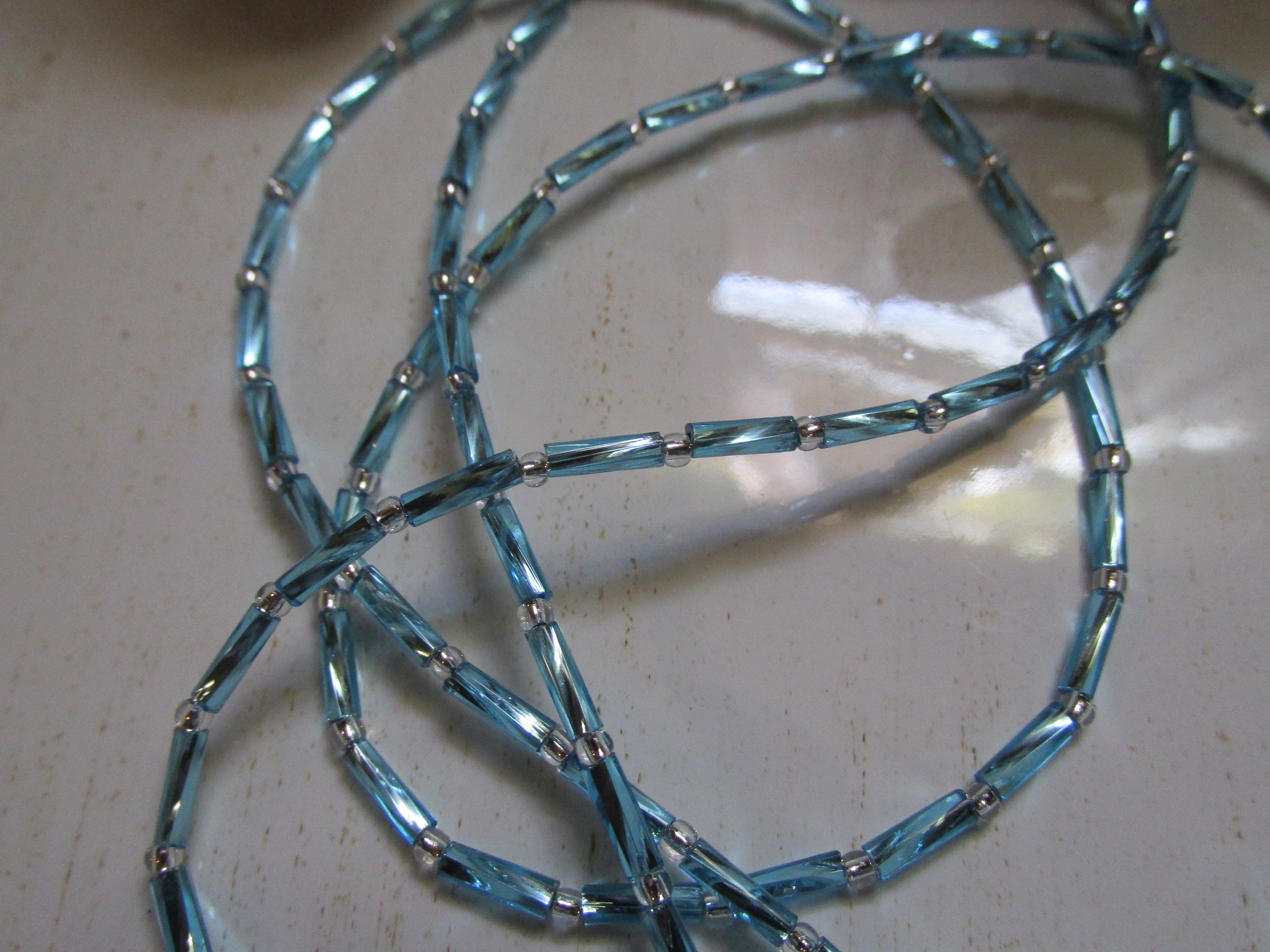 Light Blue Colored Bugle Seed Bead Eye Glass Chain Tiny, Minimalist ...