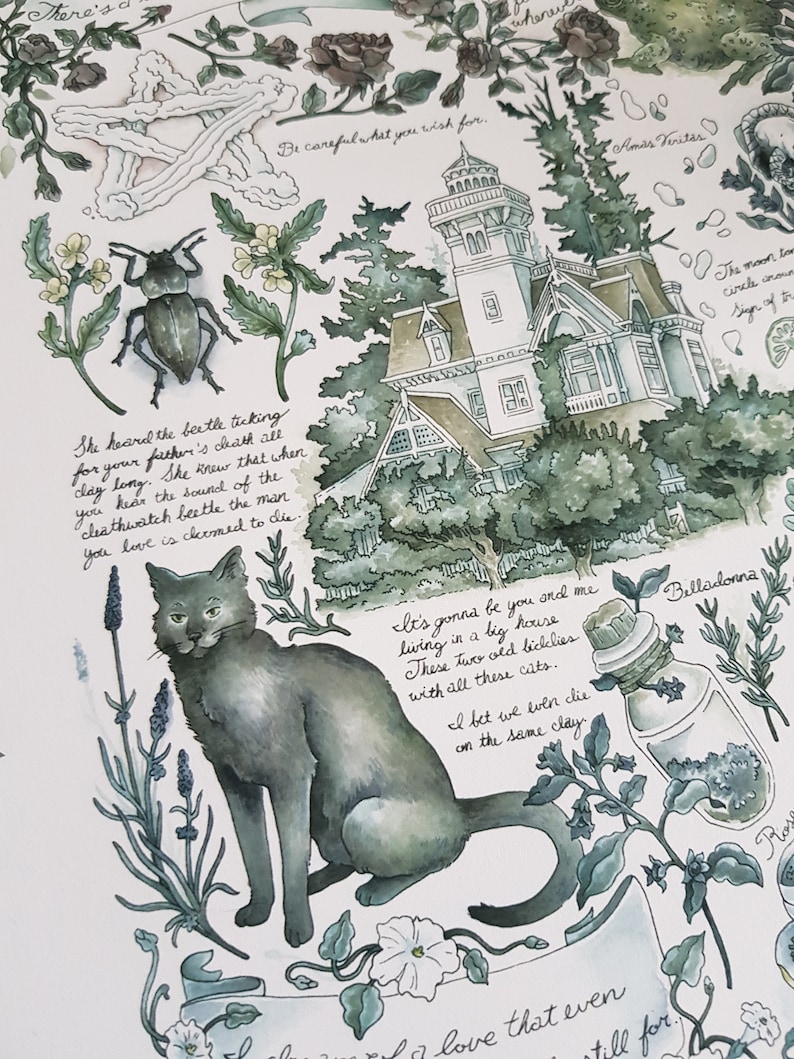 Practical Magic Inspired Illustrated Journal Page Giclee Art | Etsy