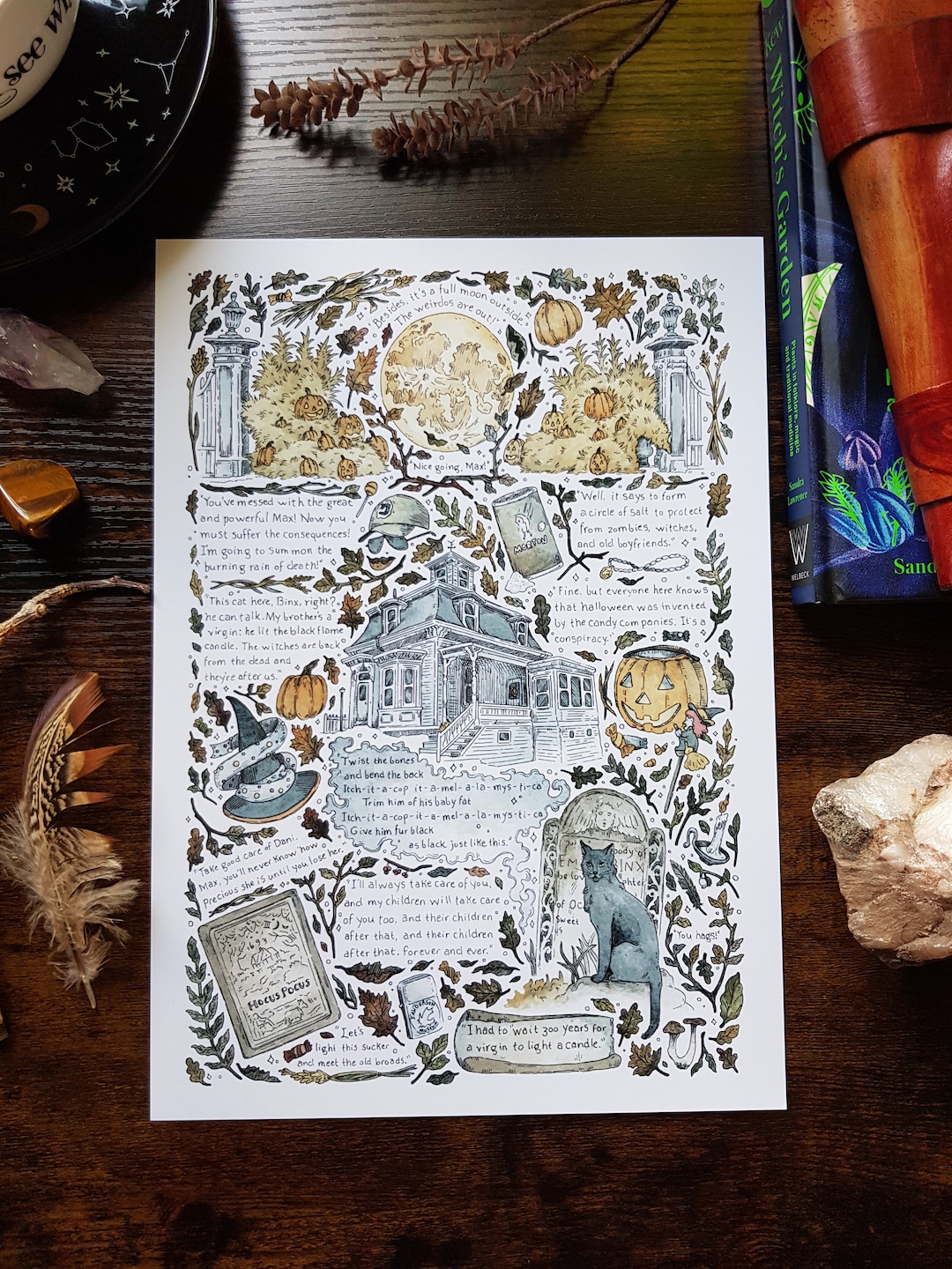 Hocus Pocus Inspired Illustrated Journal Page ~ Good Guys Version ~ Giclée Art Print - Etsy