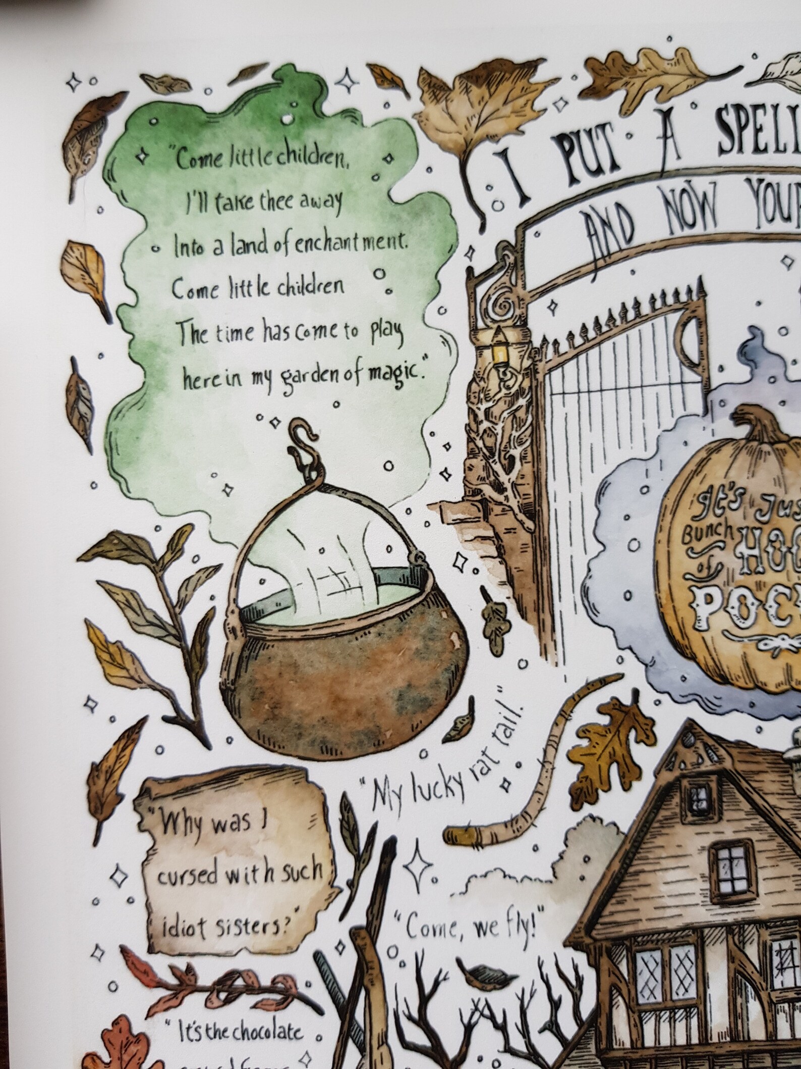 Hocus Pocus Inspired Illustrated Journal Page Witches ~ Giclée Art Print - Etsy