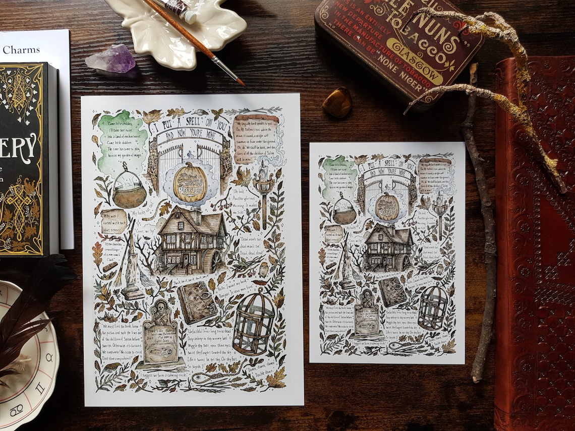 Hocus Pocus Inspired Illustrated Journal Page Witches Giclee - Etsy