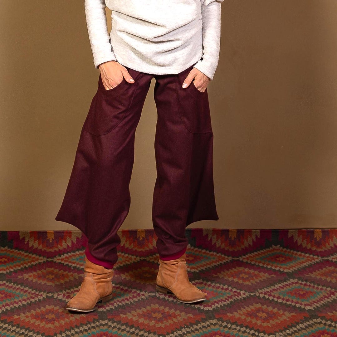TREE DANCER - Fine Merino Wool Trousers With Flared Legs, Elegant and ...