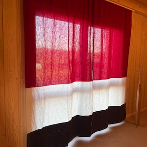 Tri-coloured Natural Linen Curtains, Colour Blocks According to Feng ...