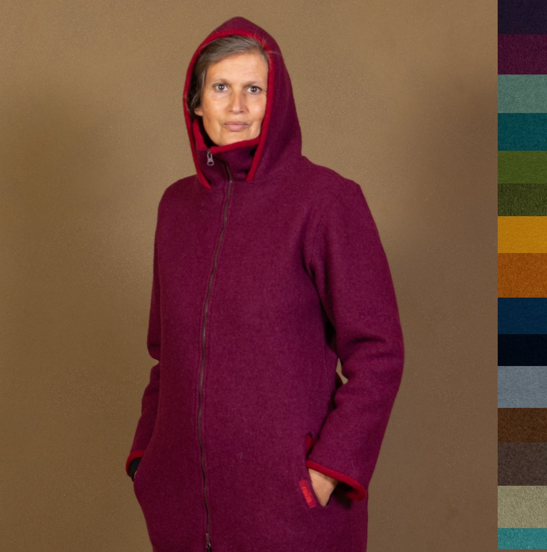 WILDNATURE Walk Coat With High Collar & Hood Made of 2 Layers of Walk ...