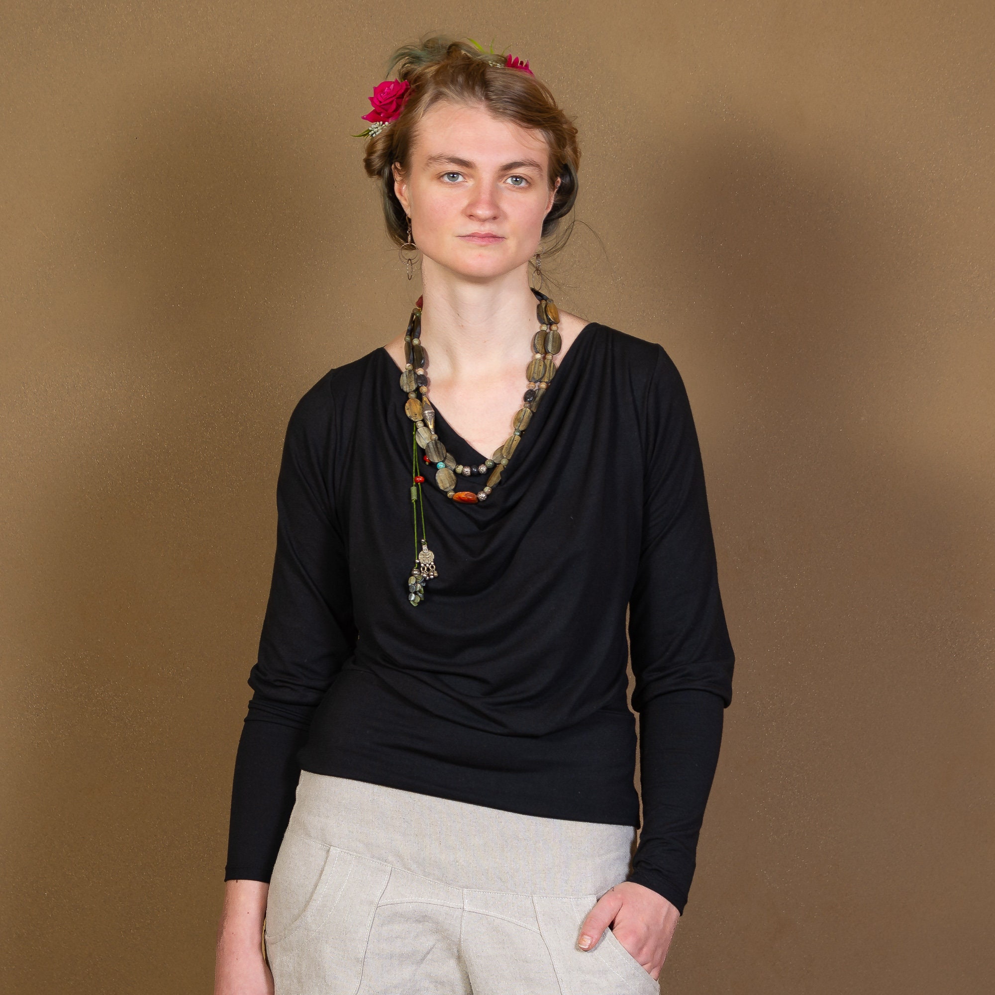 RIPPLE SHIRT High-quality Tencel Shirt With a Waterfall Neckline ...