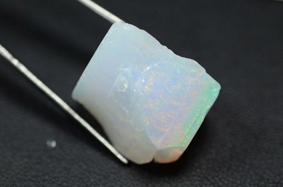 25.9gr gilson opal white with green fire lab created faceting rough ...