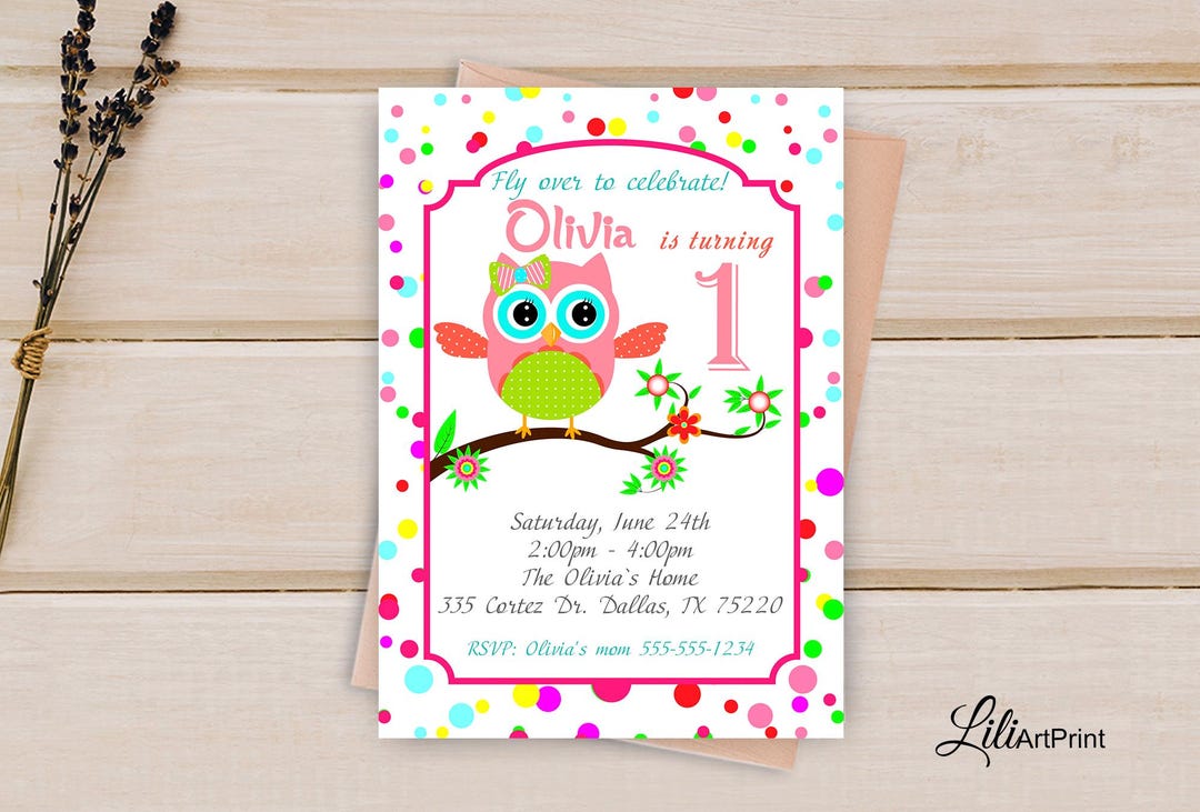 Owl Invitation, Owl Birthday Invitation, Owl Invite, Owl Birthday Party ...