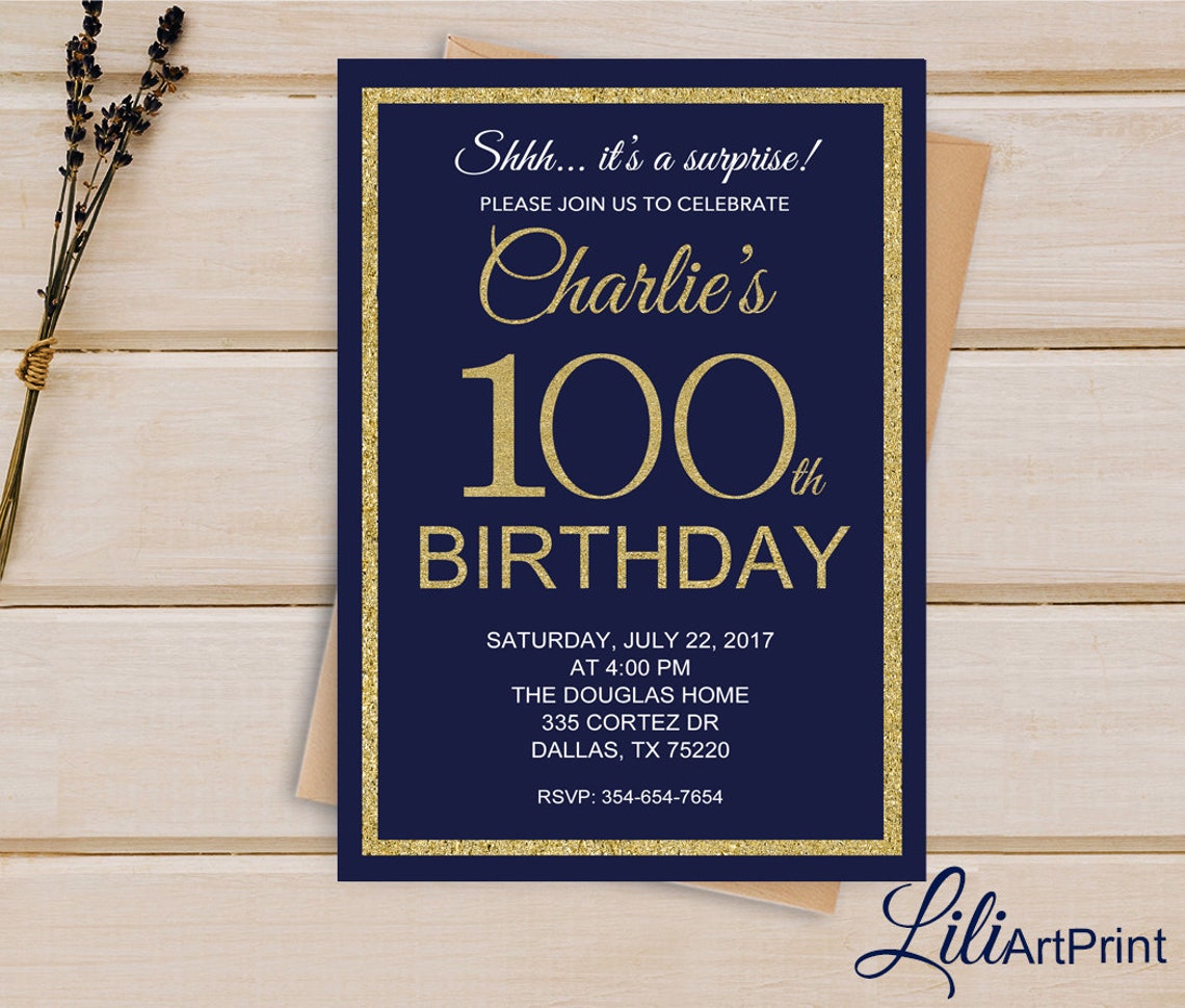 100th Birthday Invitation Gold Invitation Gold Glitter Etsy 100th-birthday-invitation-gold-invitation-gold-glitter-etsy