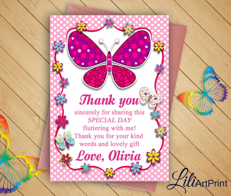 Butterfly Thanks Card Butterflys Birthday Butterflys Thank | Etsy