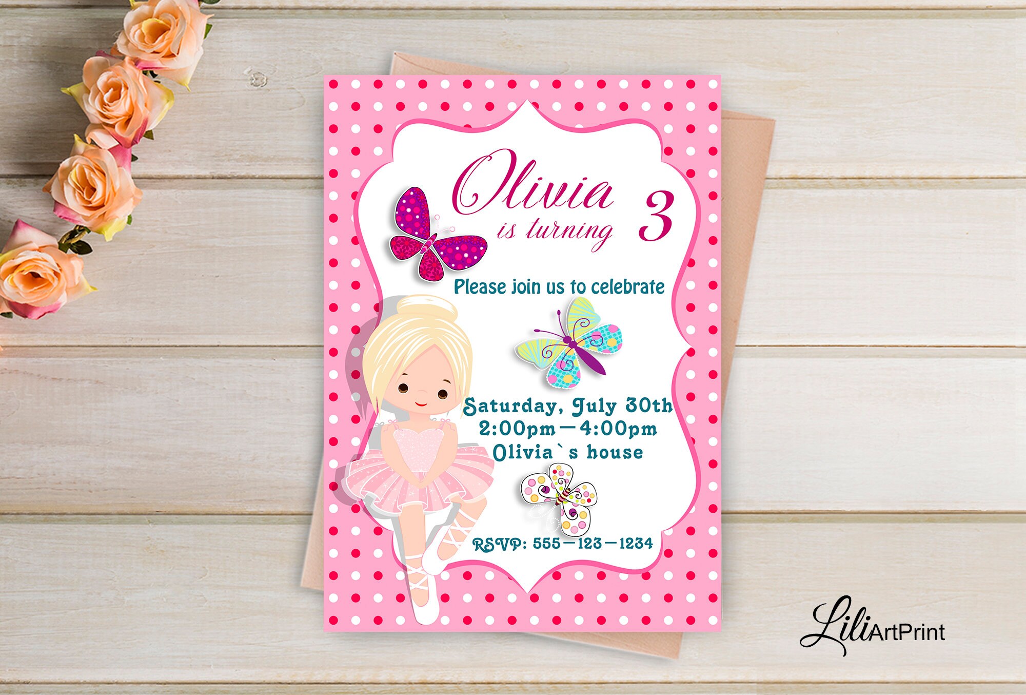Ballerina Invitation Ballerina Birthday Invitation Ballerina - Etsy