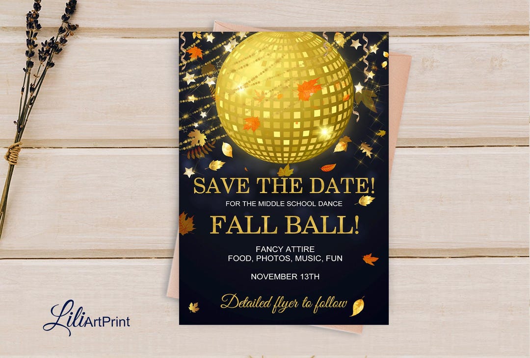 Save the Date, Fall Ball Invitation, Fall Party Invitation, Fall ...