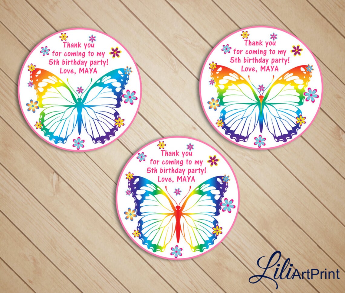 Butterfly Favor Tag Butterflys Thank You Tags Digital File | Etsy