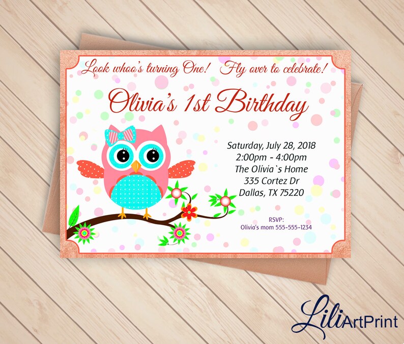 Owl Invitation Owl Birthday Invitation Owl Invite Owl | Etsy