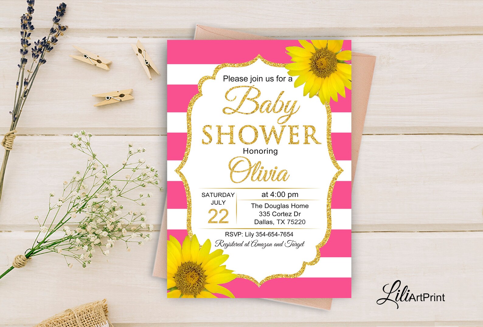 Sunflower Baby Shower Invitation, Printable Baby Shower, Sunflower Baby ...