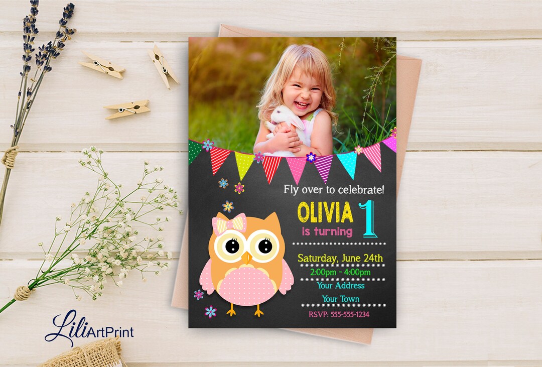 Owl Birthday Invitation, 1st Birthday Invitation, Owl Invite, Owl First ...