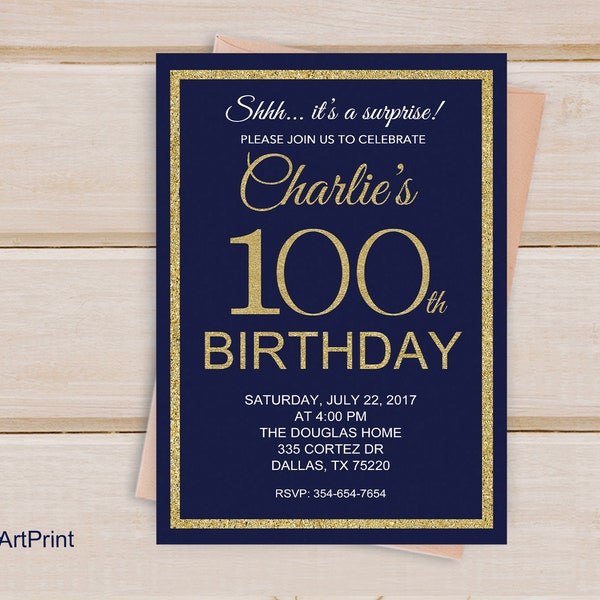100th Birthday Invitations - Etsy