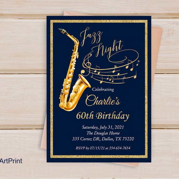 Jazz Birthday Invitation - Etsy