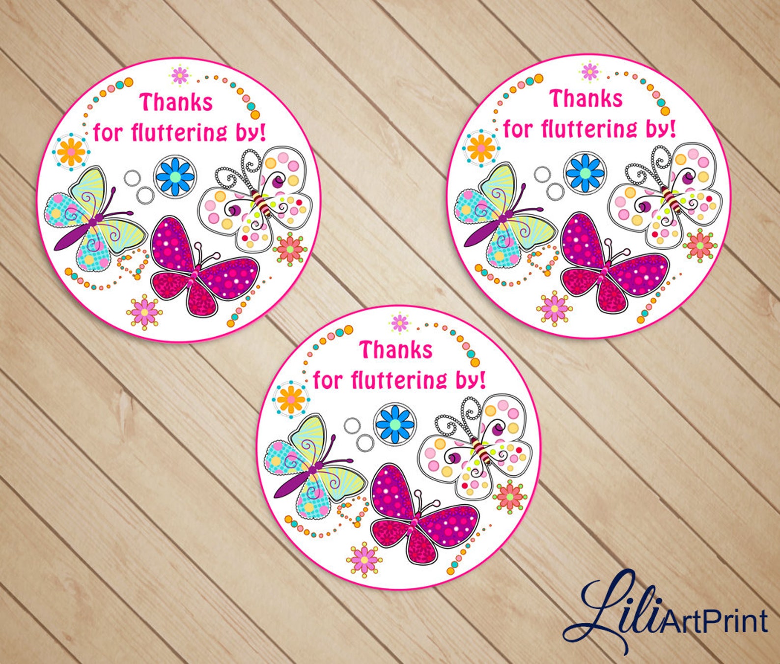 Butterfly Favor Tag Butterflys Thank You Tags Digital File | Etsy