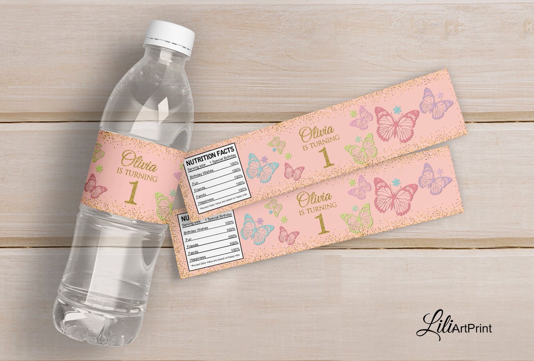Butterfly Water Bottle Labels, Butterfly Labels, Digital File, 1 - Etsy
