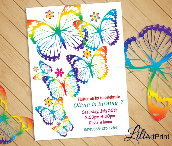 Butterfly Invitation Butterflys Birthday Invitation | Etsy