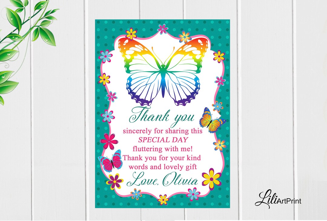 Butterfly Thanks Card, Butterflys Birthday, Butterflys Thank You Note ...