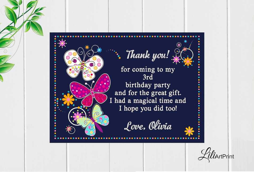 Butterfly Thanks Card, Butterflys Birthday, Butterflys Thank You Note ...
