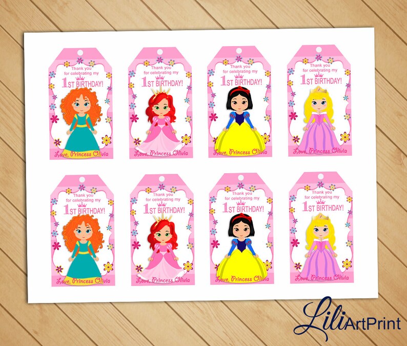 Princess Favor Tag Princess Thank You Tags Digital File 3 | Etsy
