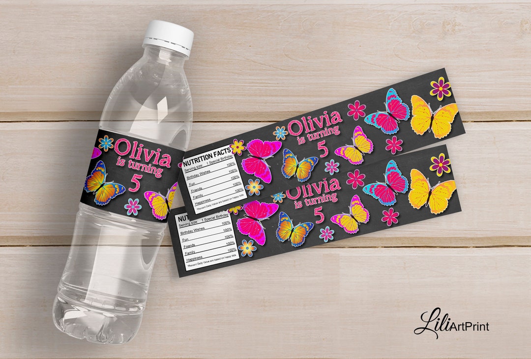 Butterfly Water Bottle Labels, Butterfly Labels, Digital File, #2 - Etsy