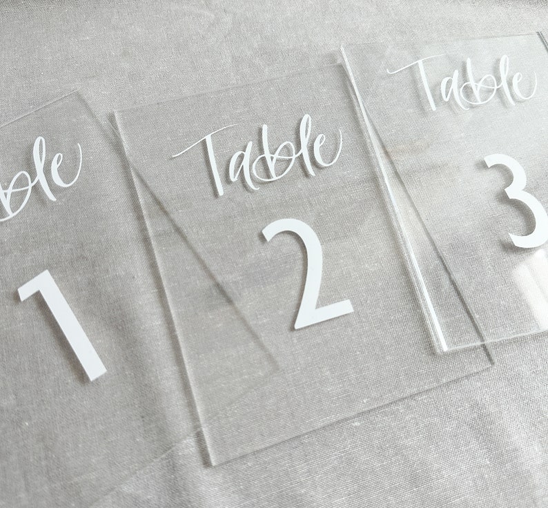 Clear Acrylic Table Numbers With Stand Wedding Table Numbers - Etsy