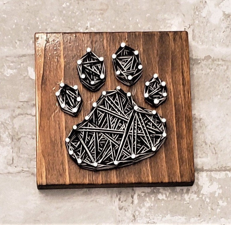 Wood Paw Print String Art Sign Dog Paw Print Cat Paw Print | Etsy