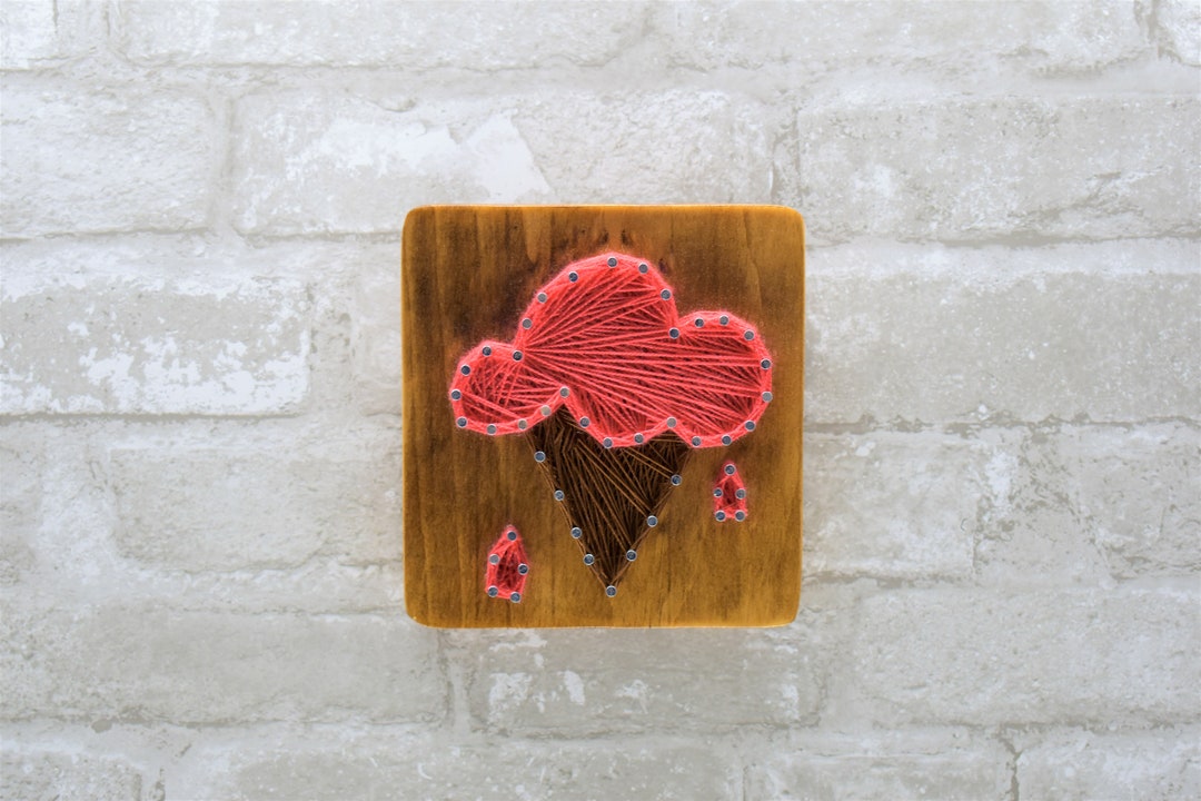 Ice Cream Cone String Art Ice Cream Art, Mini Ice Cream Cone - Etsy