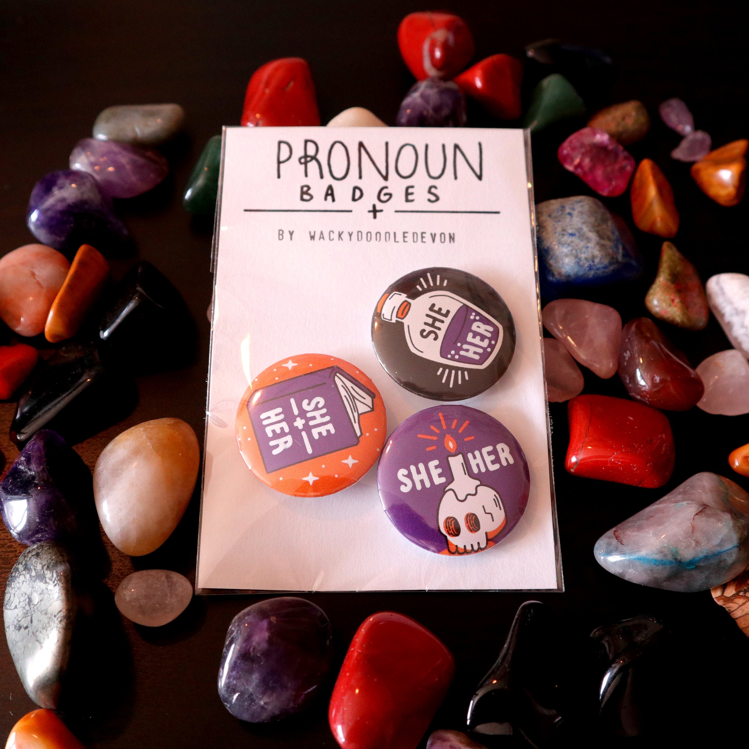 Handmade Customisable Pronoun Badges Pack of 3 | Etsy