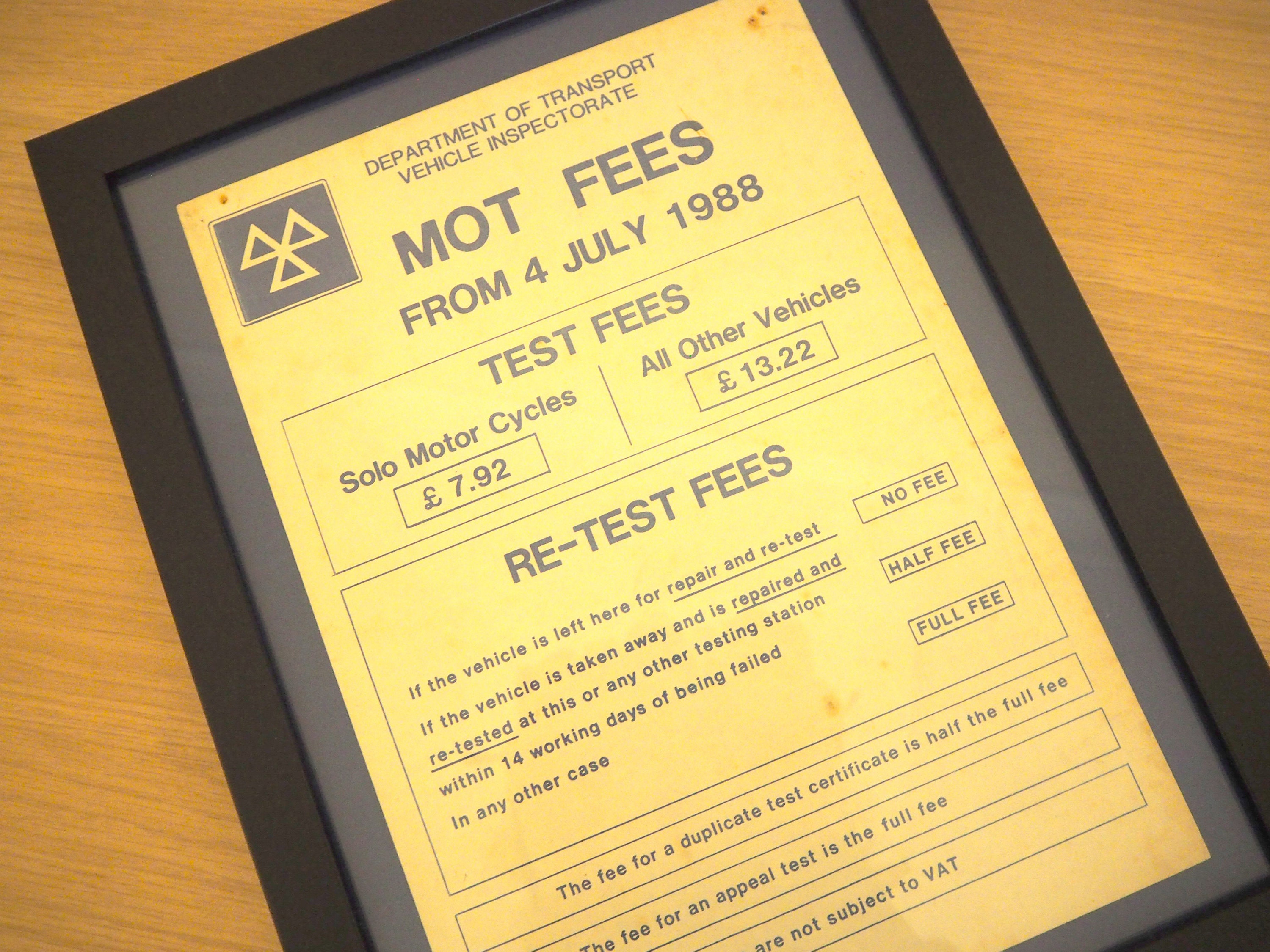 MOT Test Fees 1988 Original Framed Advertisement British Etsy mot-test-fees-1988-original-framed-advertisement-british-etsy