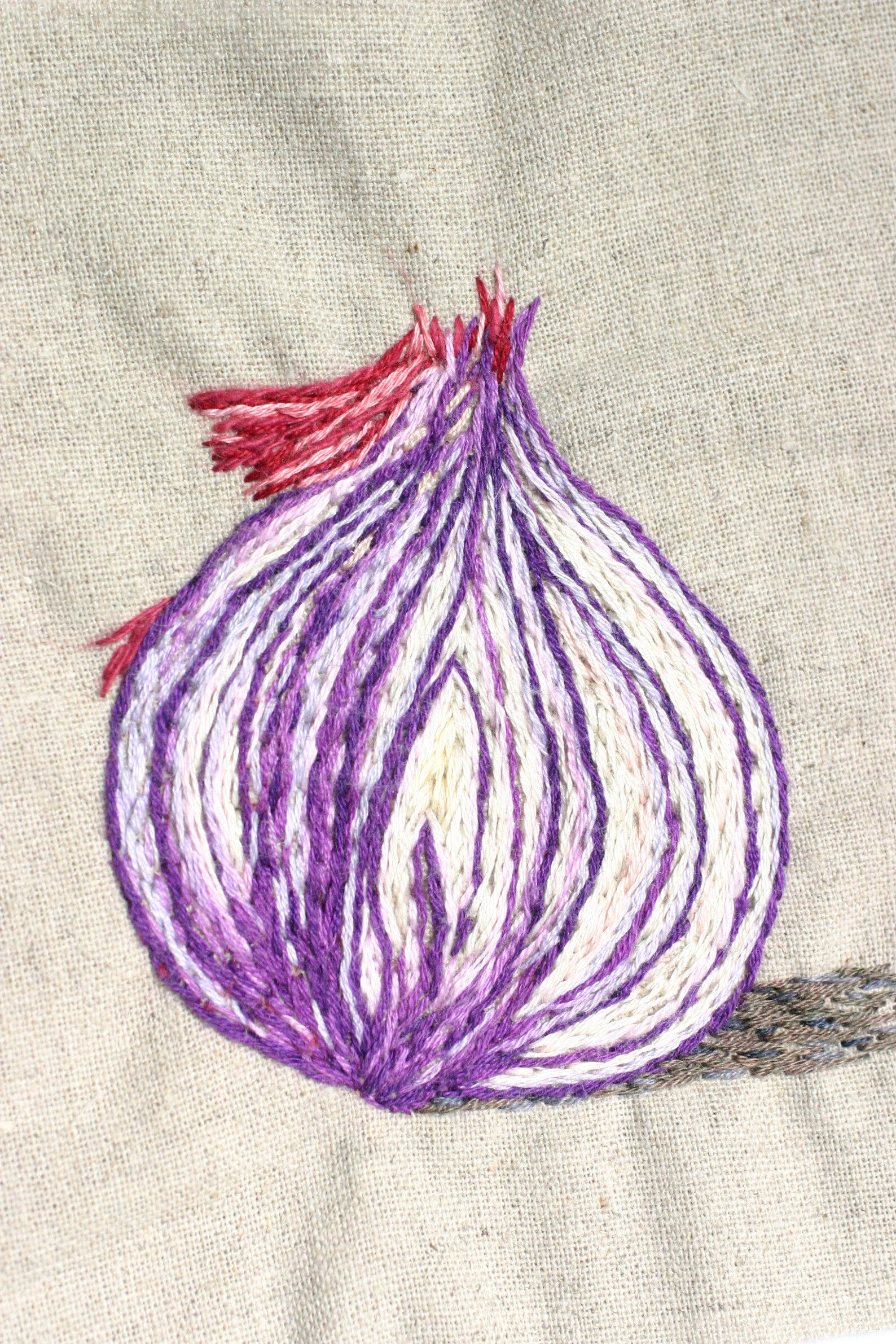 Hand Embroidered Red Onion Textile Art 8x7 - Etsy