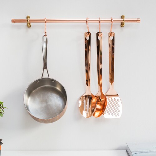 Copper Pipe Utensil and Pan Hanging Rail Solid Brass | Etsy