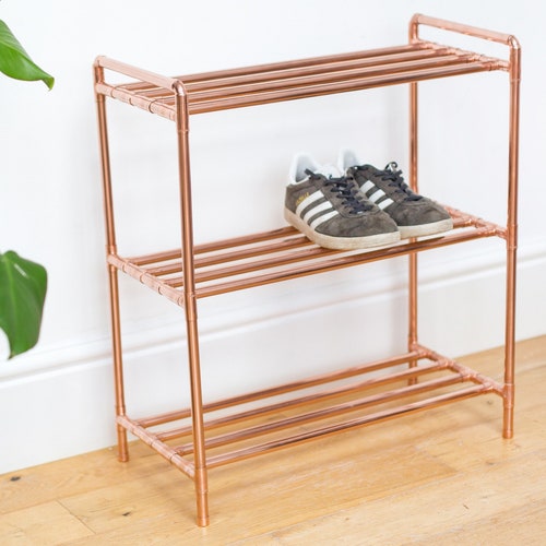 Copper Pipe Shoe Rack Handmade From Industrial Copper Pipe - Etsy