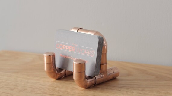Business card/leaflet/phone holder Industrial copper pipe | Etsy