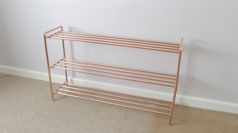3 tier Copper pipe shoe rack Handmade with industrial | Etsy