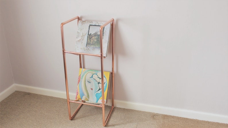 Vinyl Record Storage Tower Made From Copper Pipe - Etsy