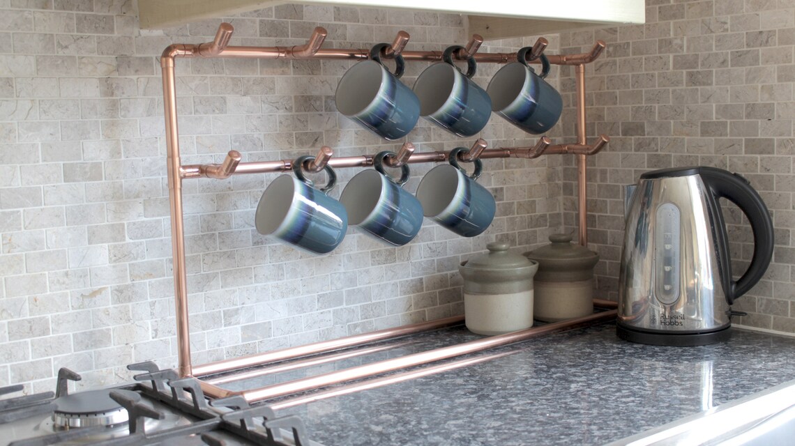 2 Tier Cup Storage Industrial Style Kitchen Mug Rack - Etsy