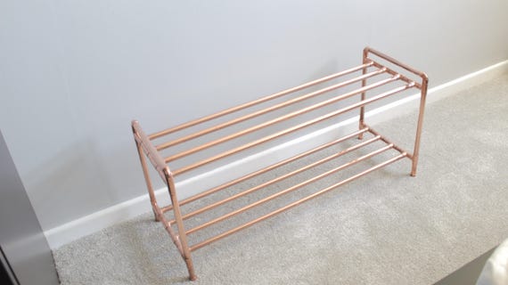 Copper pipe shoe rack Handmade with industrial fittings | Etsy