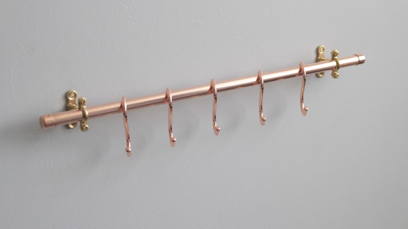 Copper pipe utensil and pan hanging rail Solid brass | Etsy