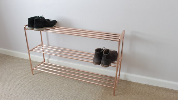 3 tier Copper pipe shoe rack Handmade with industrial | Etsy