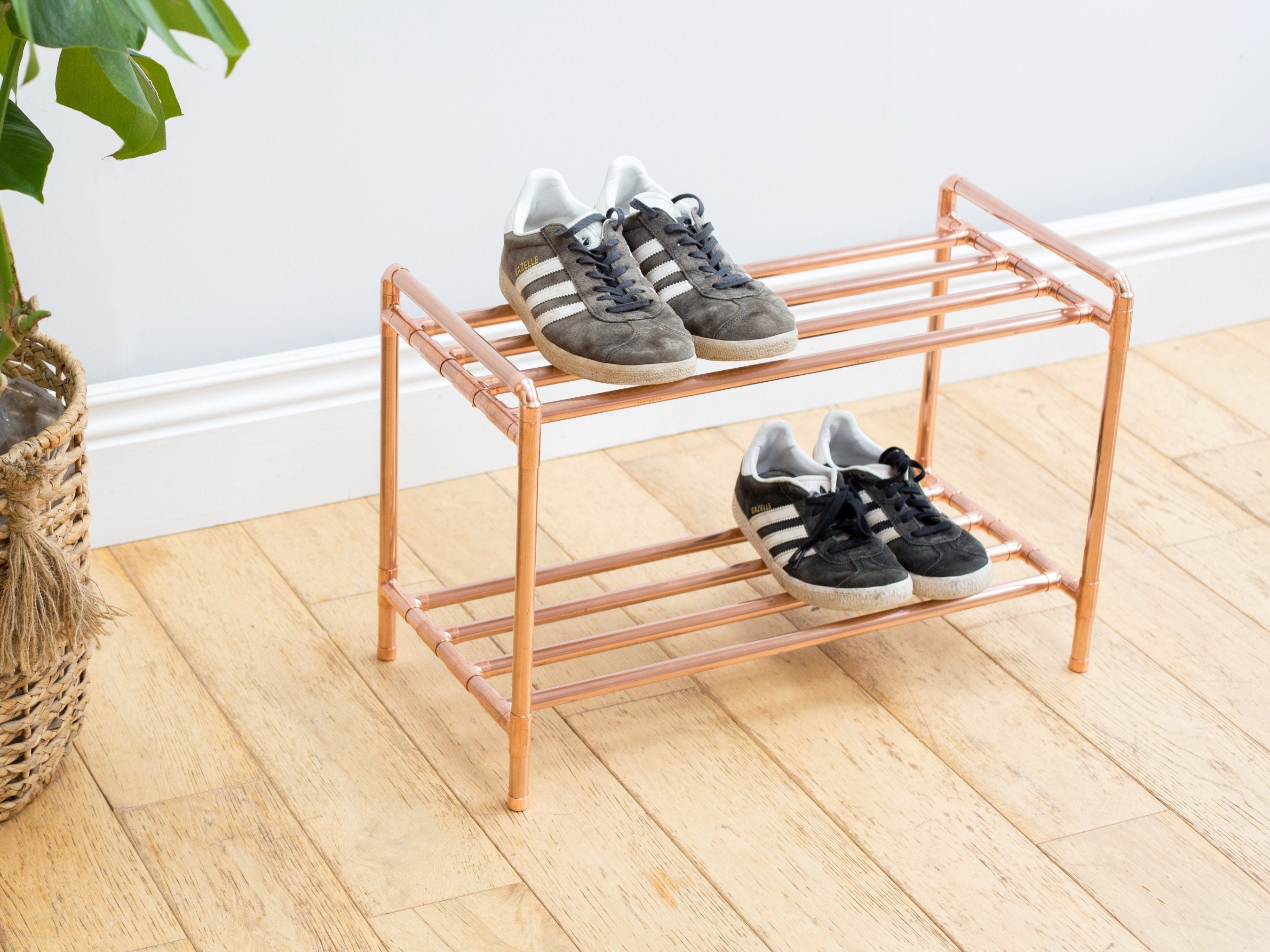 Copper Pipe Shoe Rack Handmade From Industrial Copper Pipe - Etsy UK
