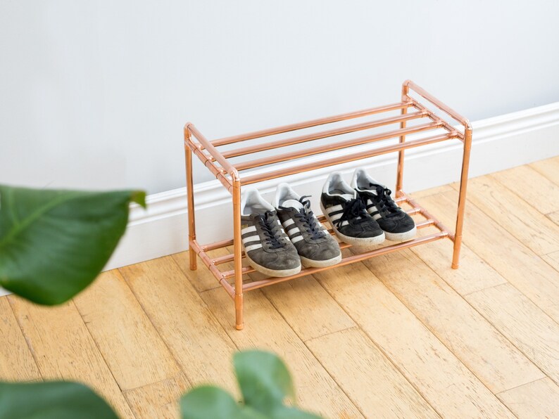 Copper Pipe Shoe Rack Handmade From Industrial Copper Pipe - Etsy UK