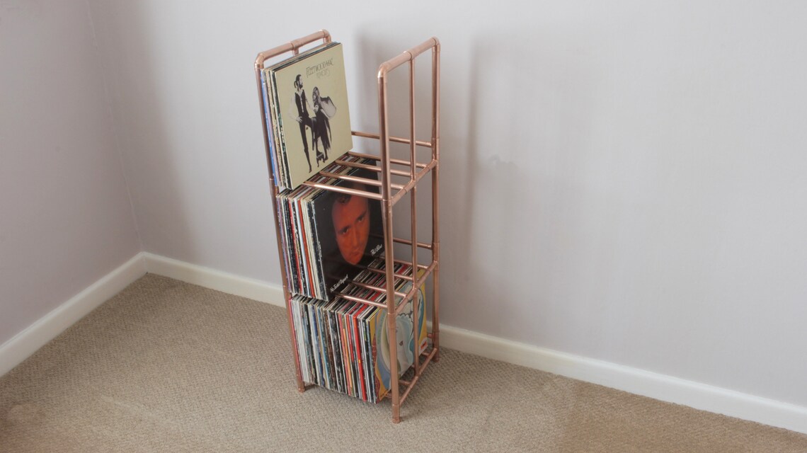 Vinyl Record Storage Tower Industrial Copper Pipe 3 Tiers | Etsy UK