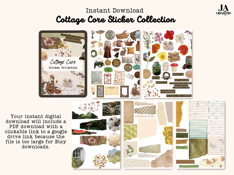 Cottage Core Digital Stickers for Good Notes or Notability, Digital ...