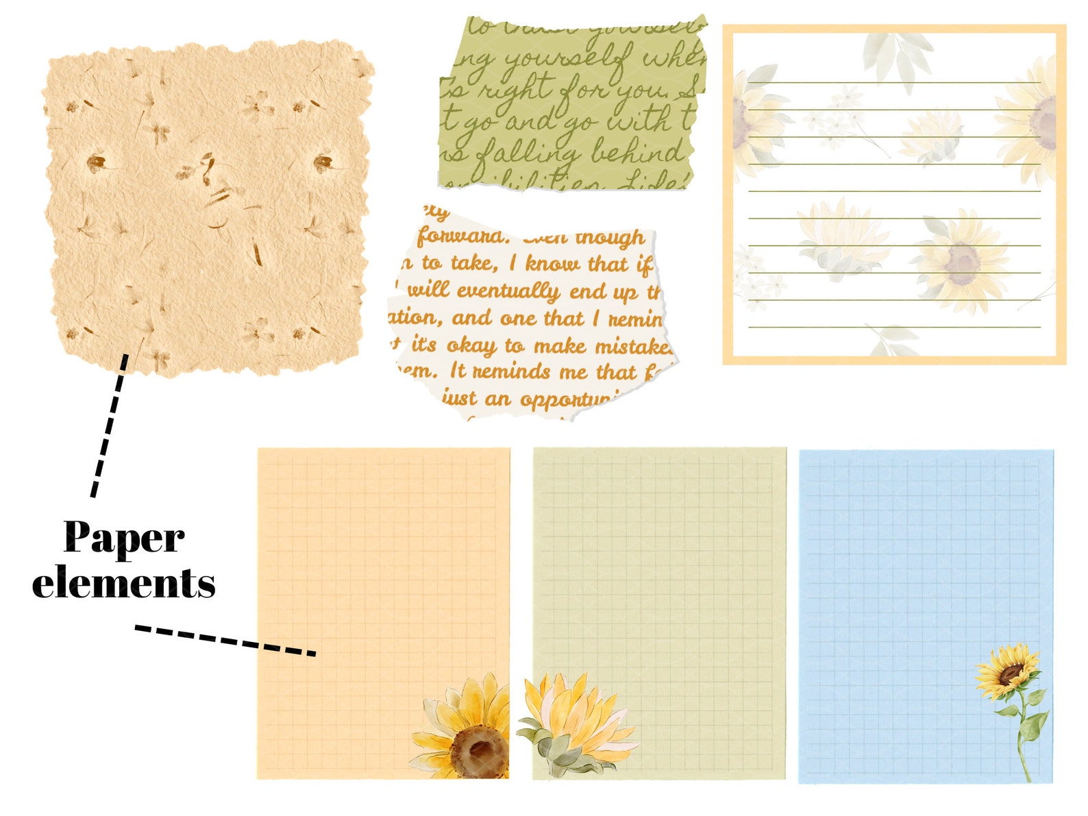Sunflower Digital Sticker Mini Set Goodnotes Flower Floral Stickers ...