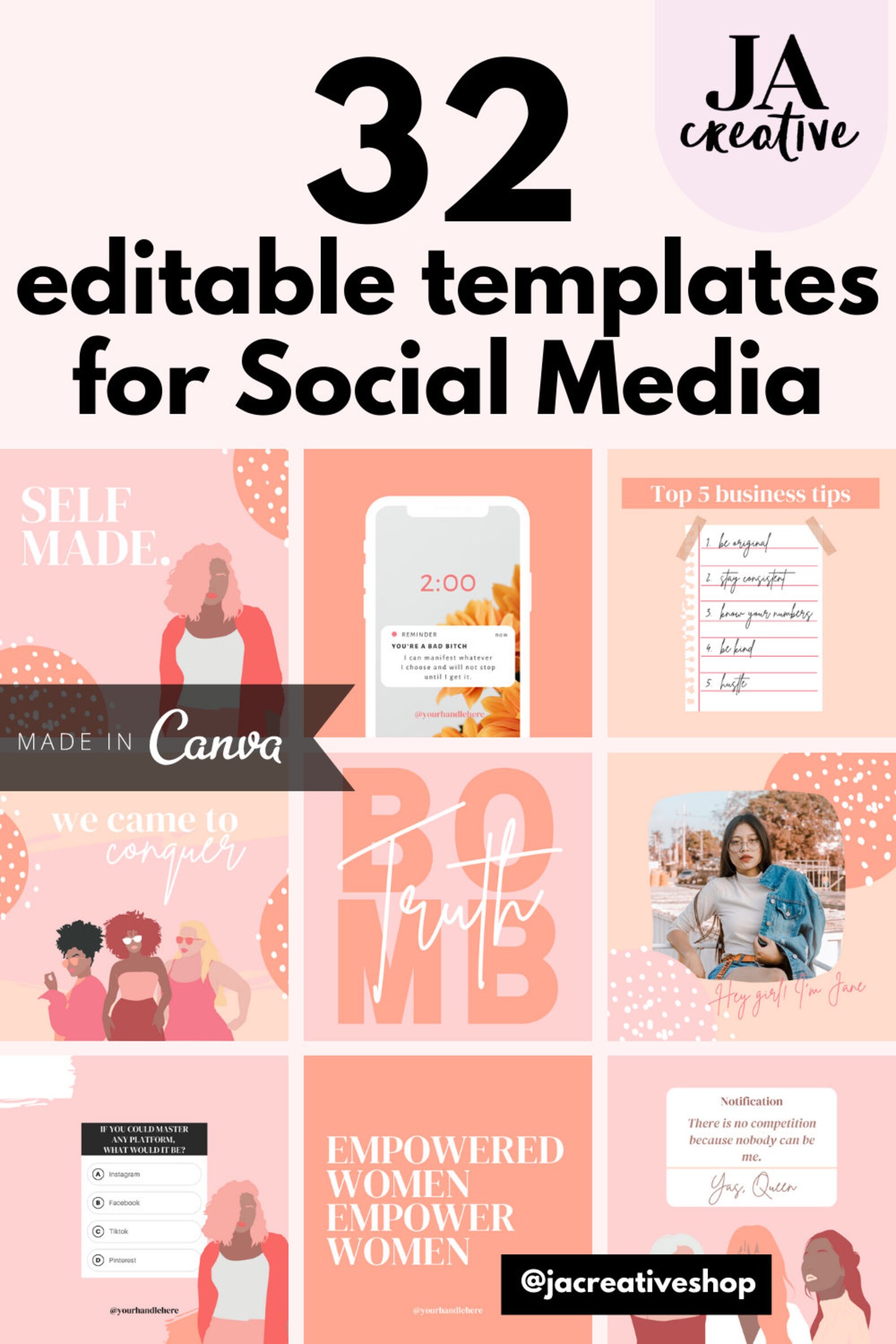 Content Creator Canva Template Social Media Branding Boss - Etsy
